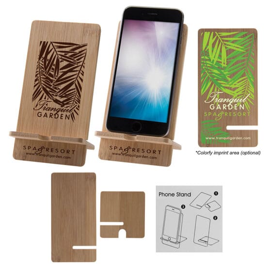 Bamboo Wood Cell Phone Stand | Personalized Phone Stands | Crestline